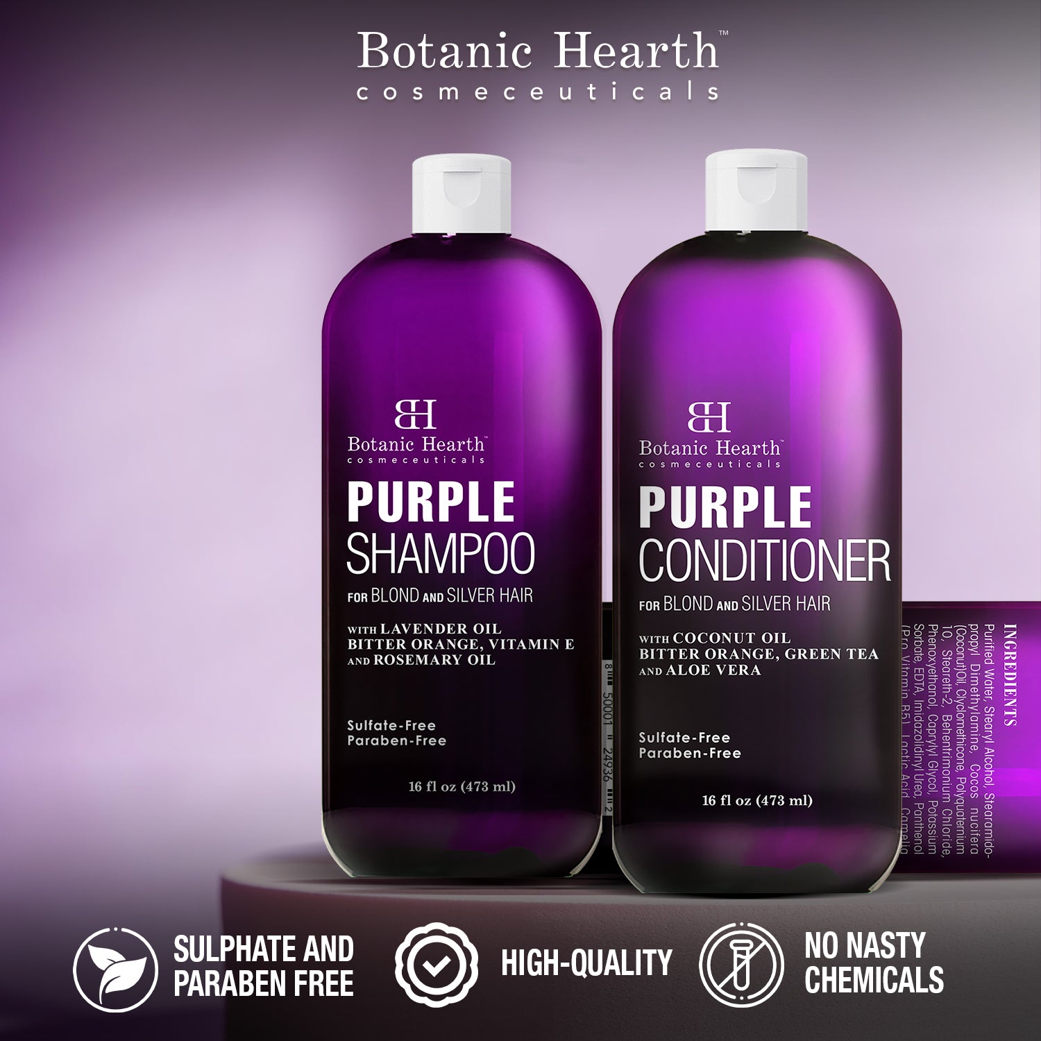 Purple Shampoo And Conditioner Set Protect Hair Color Botanic Hearth