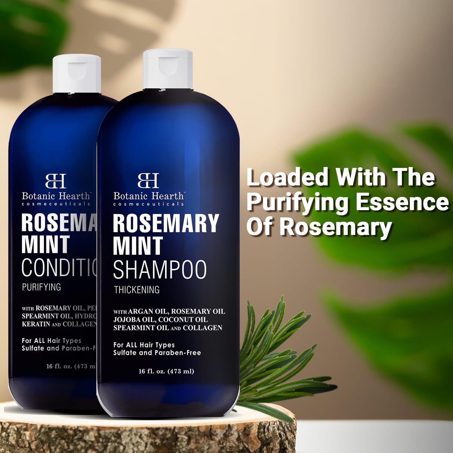 Rosemary Mint Shampoo and Conditioner Set | Botanic Hearth®